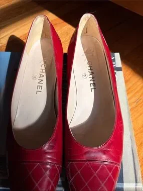 CHANEL | Shoes | Chanel Red Quilted Ballet Block Heel Pump 8 | Poshmark